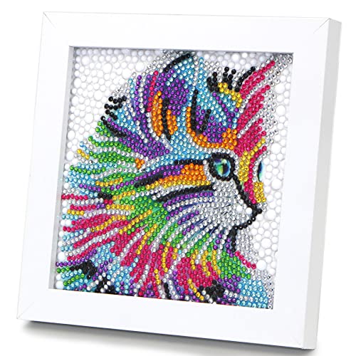 FURDOHAI 5d Diamond Art for Kids Suitable for Ages 6-12 Diamond Art and Crafts Creative Gift (cat)