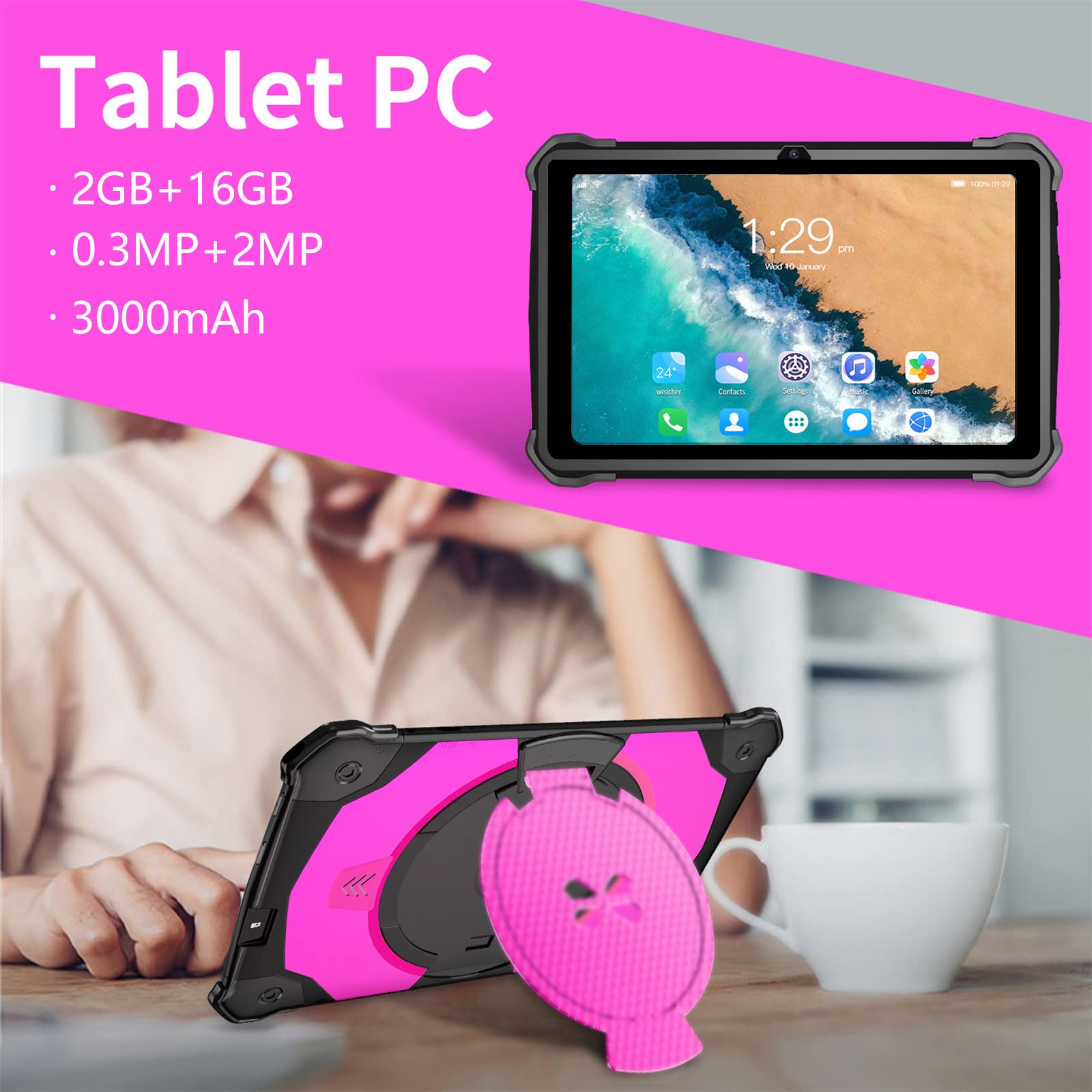 arox HD 7-Inch Android Tablet IPS High Definition Screen 2gb + 16gb WiFi Bluetooth Voice Call Game Video Learning Tablet Function 3000mah Battery