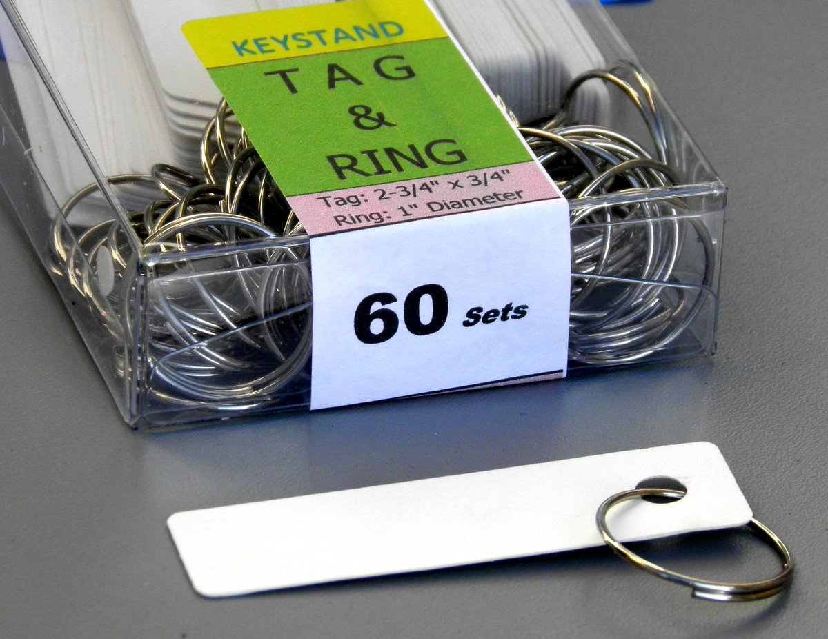 KEYSTAND # 60PGE, 60 Extra Space Numbered Hooks for Car Keys with Remote Control (60 Sets of Tag & Ring Included)