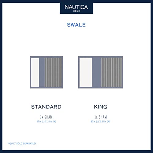 Nautica - Sham, Cotton Reversible Bedding with Envelope Closure, Pre-Washed for Added Softness, Stylish Home Decor (Swale Navy, 21" x 27")