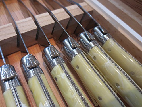 Laguiole Pale Horn Platine Knives in Presentation Box (Set of 6)