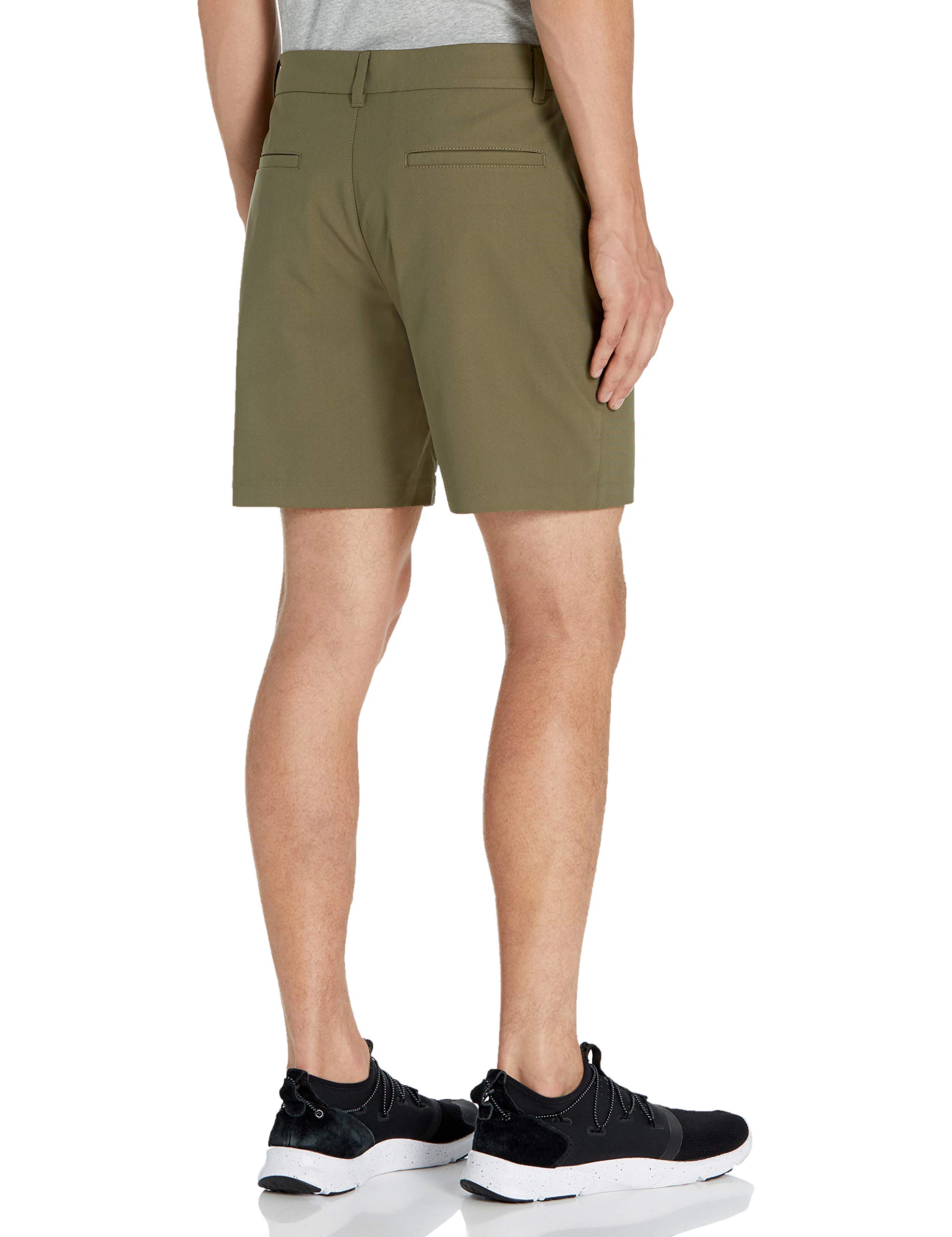 Amazon Brand - Peak Velocity Men's Knit Jersey 7" Travel Short, Olive, 38
