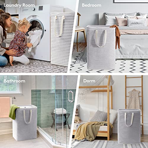 Lifewit Laundry Hamper Large Collapsible Laundry Baskets, Freestanding Waterproof Clothes Hamper Storage Basket with Easy Carry Extended Handles for Clothes in Laundry Room Bedroom Bathroom College Dorm for Adults, Grey