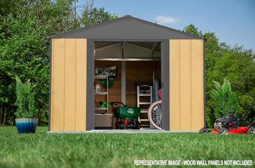 Arrow 10' x 8' Ironwood Galvanized Steel Hybrid Outdoor Shed Kit, Anthracite