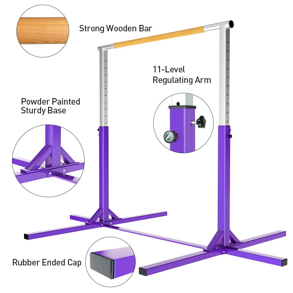 ALBAD Gymnastics Bar for Home, Gymnastic Training Bar, Expandable Junior Horizontal Kip Bar, Body Workout Bar, 3' to 5' Height Adjustable, 440 lbs Weight Capacity, Ideal for Indoors Practice