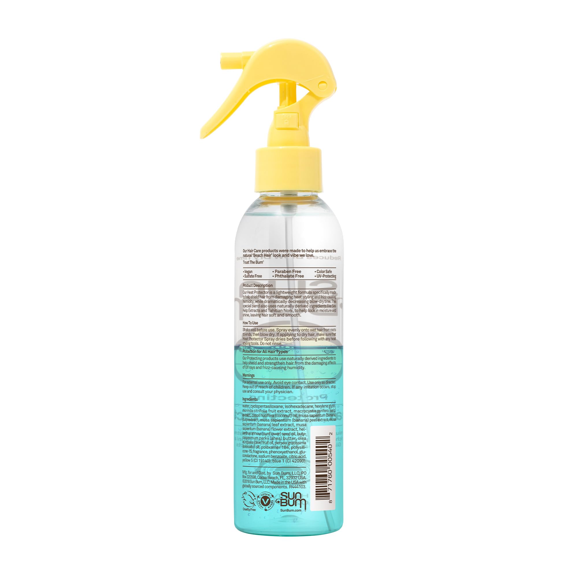 Sun Bum Heat Protector Spray | Vegan and Cruelty Free Hair Protecting Spray for All Hair Types | 6 oz