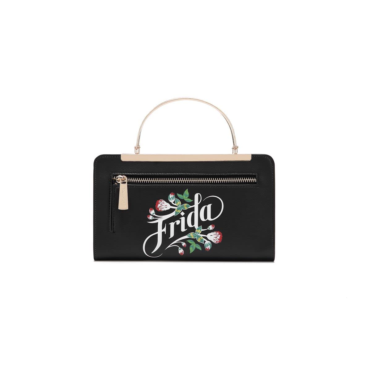 Frida Kahlo Flower Collection Licensed Cross Body Bag (Black)
