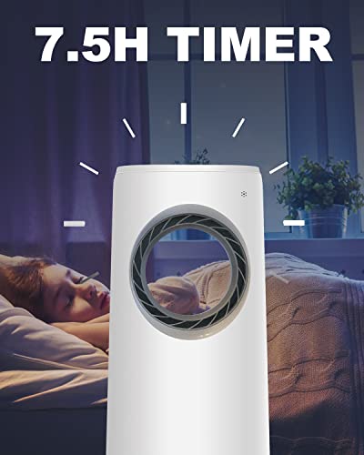 Evaporative Air Cooler Portable 3 Modes, Cooling Fan Humidification with Remote Control Bladeless Tower Fan 3 Wind Speeds, 60° Oscillation, 7.5H Timer, for Bedroom Living Rooms Office