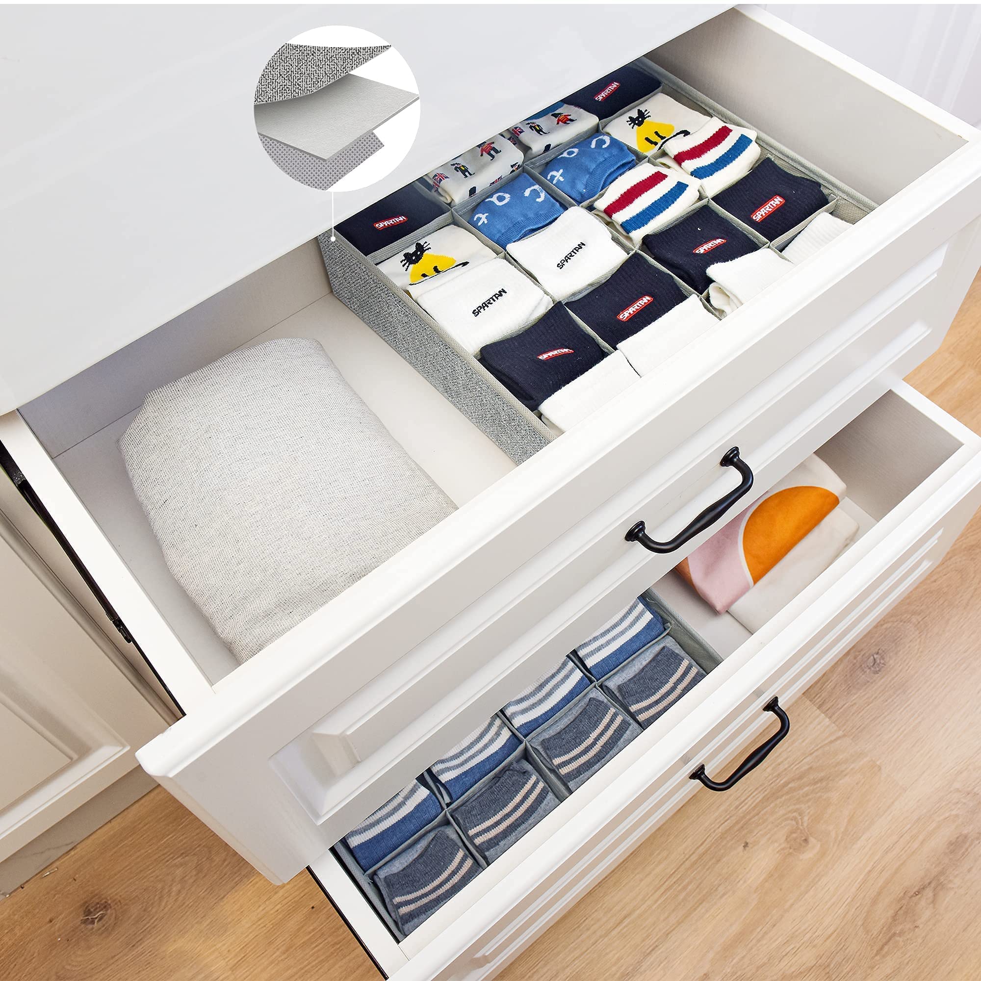 GRANNY SAYS Bundle of 2-Pack Large Storage Bins with Lids & 2-Pack Socks Storage Organizers
