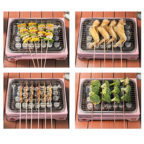 Airshi Charcoal Grill, Compact Detachable Single Use Outdoor BBQ Smoker Grill (Pink (containing 30 Charcoal))