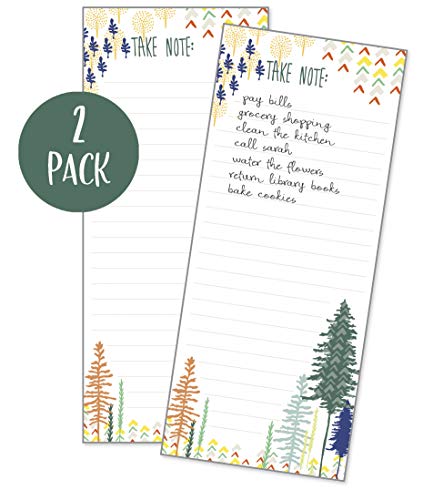 Set of 2- Forest List Pad, Notepad, Shopping List Grocery List with Attachable Magnet