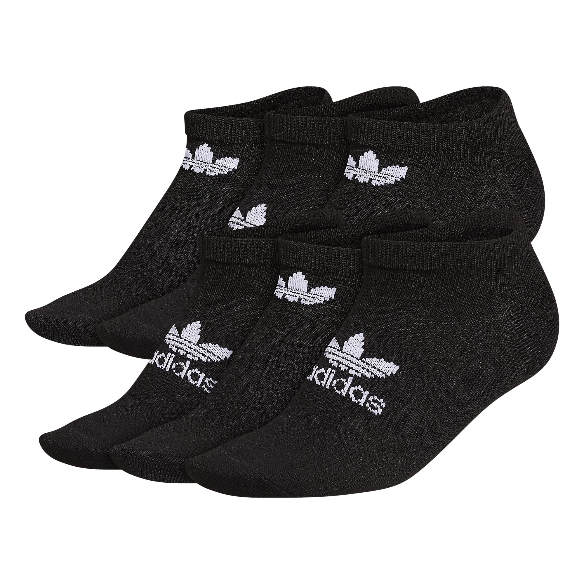 adidas Originals Women's Originals Trefoil Superlite 6-Pack No Show, Black/White, Medium