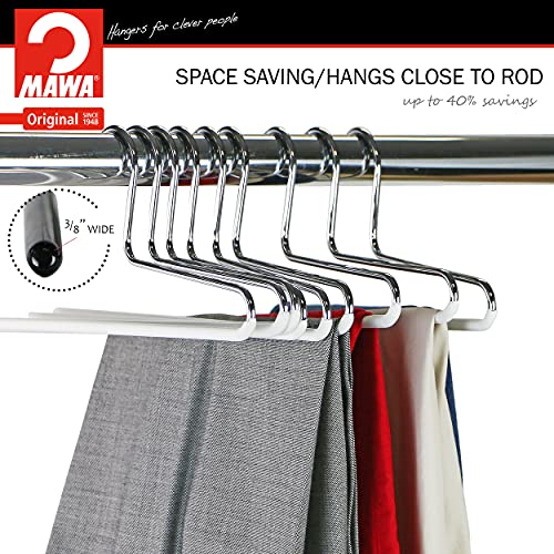 Mawa by Reston Lloyd Trouser Series Non-Slip Space-Saving Clothes Hanger with Single Rod for Pants, Style KH/1, Set of 10, White