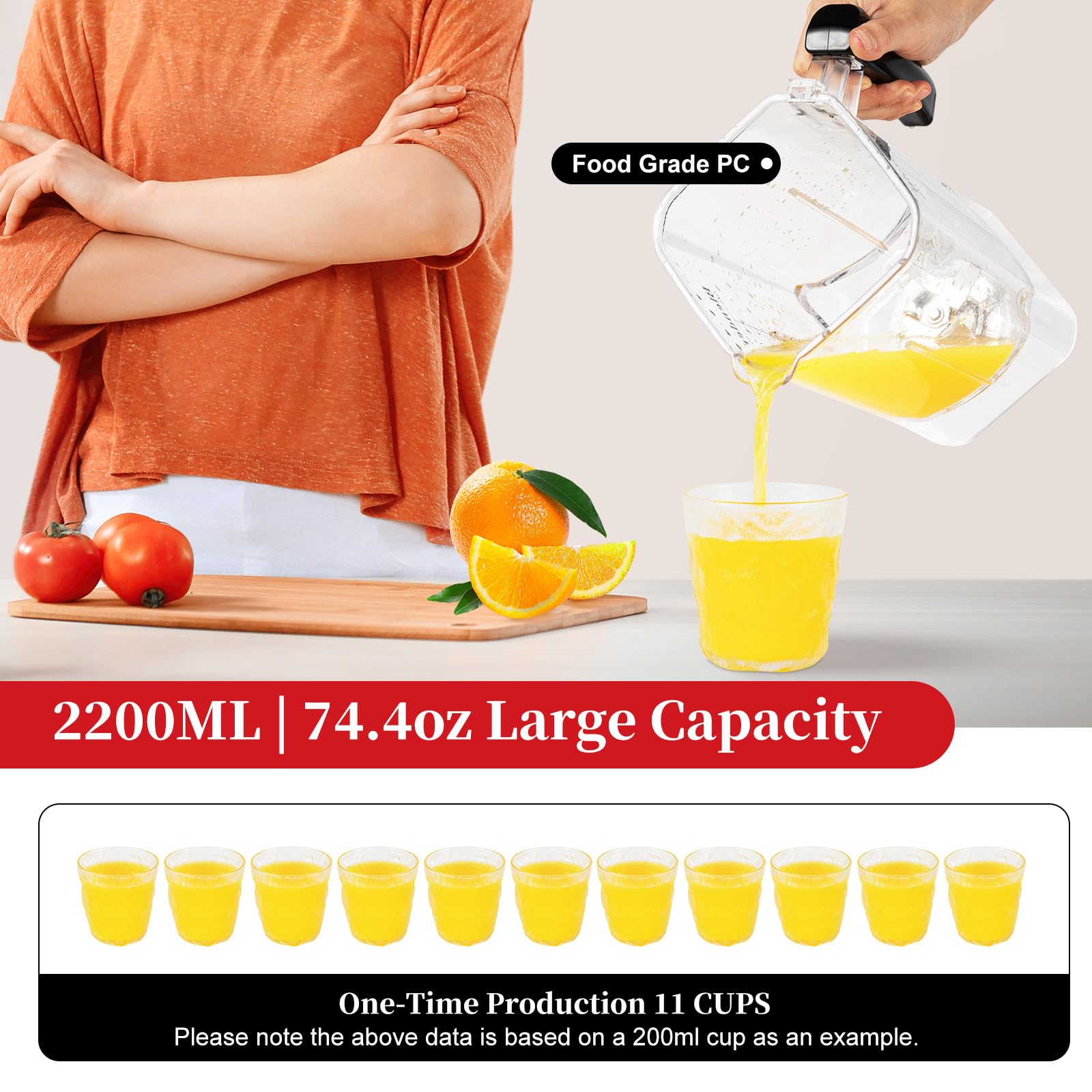 YUNLAIGOTOP Quiet Commercial Blender, 2200W Soundproof Cover Blender, Fruit Juice Smoothie Maker with Smart Touch Screen, High-Speed Blenders for Restaurants, Hotels, Homes, Parties (2.2L, Red)