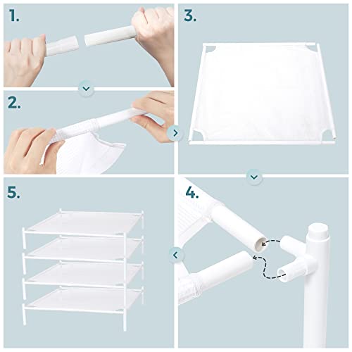 STORAGE MANIAC Sweater Drying Rack, Mesh Clothes Drying Rack, Stackable Laundry Drying Rack, Lay Flat Dryer for Delicates, Portable Dry Rack for Indoor or Outdoor, White, 4-Pack