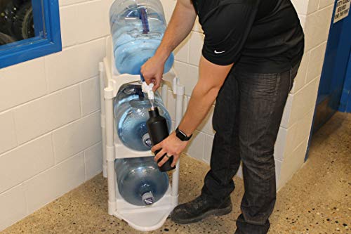 Wisconic Bottle Buddy Cascada Pour & Store System Water System-3-Tier 5 Gallon Jug Storage Rack with Floor Protector & Dispenser Tray-Home & Office Organization-Durable Plastic, Easy To Assemble-Gray