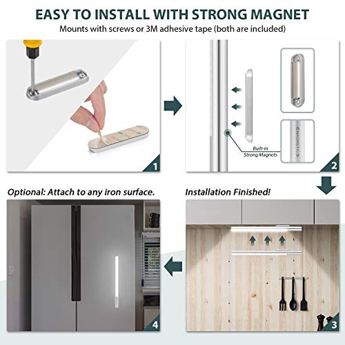 Alivation Closet Light Motion Activated, T401 Led Under Cabinet Lighting Battery Operated Lights, Rechargeable Large 4500 mah Battery Powered Lights, Under Counter Lights for Kitchen, Stick on Lights