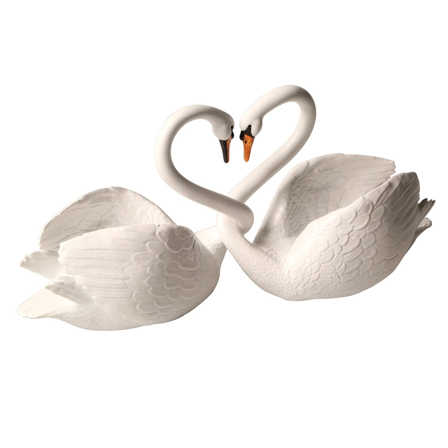 ART & ARTIFACT Two Piece Loving Swans - Intertwined Bird Pair Heart Sculpture, Home Decor Accent, Centerpiece