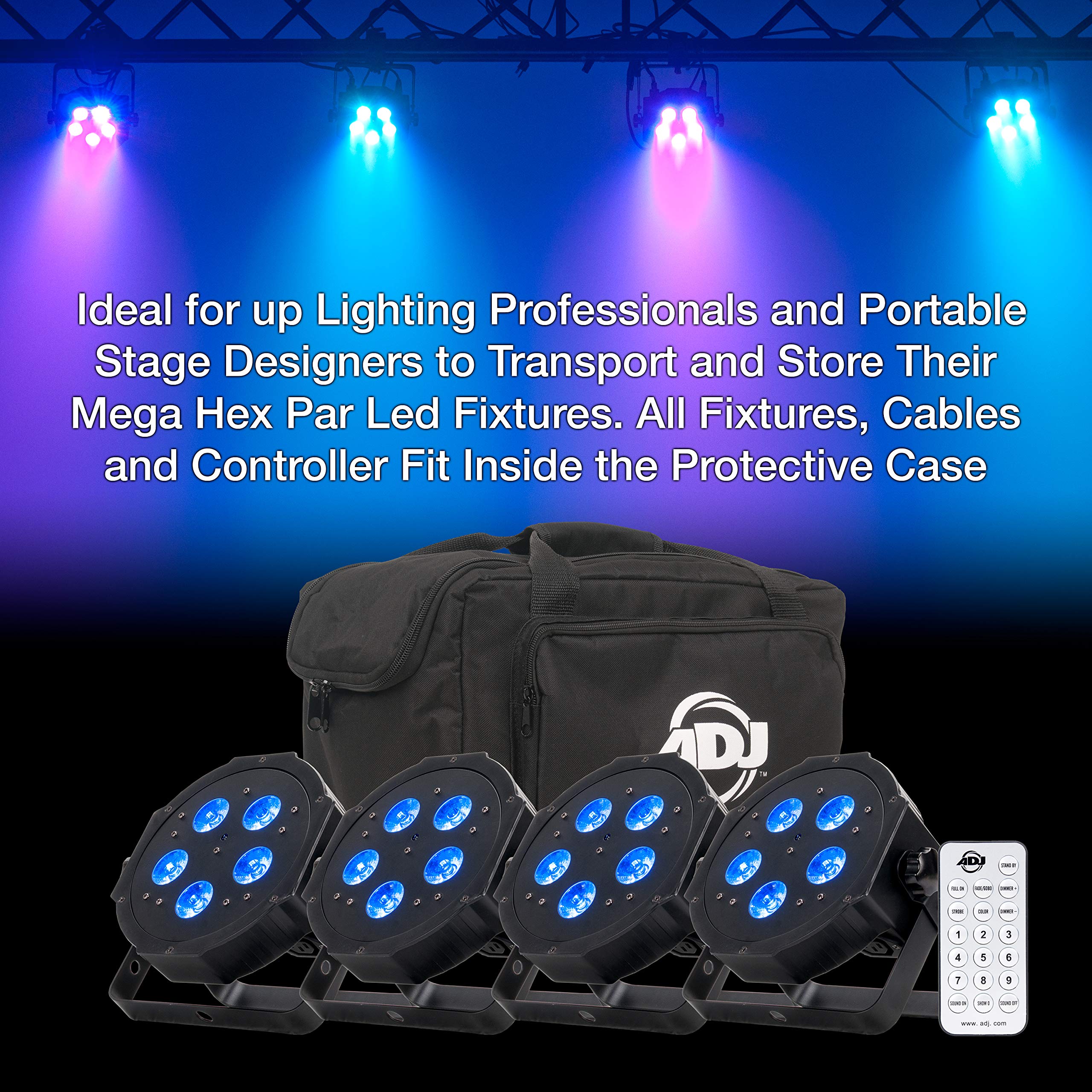 ADJ Products Mega lat Hex pak Mega Flat Hex Pak LED Lighting, Black
