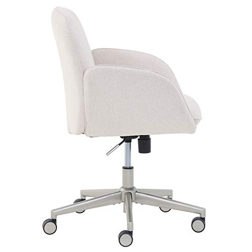 Amazon Brand – Rivet Modern Upholstered Swivel Home Office Task Chair, 25.5"W, Beige with Nickel Finish