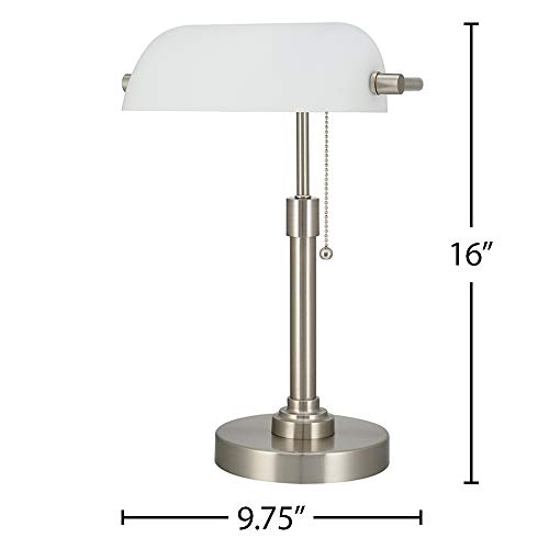 Amazon Brand β Ravenna Home Classic Straight Banker's Task Desk Lamp with LED Light Bulb, 16"H, Brushed Nickel