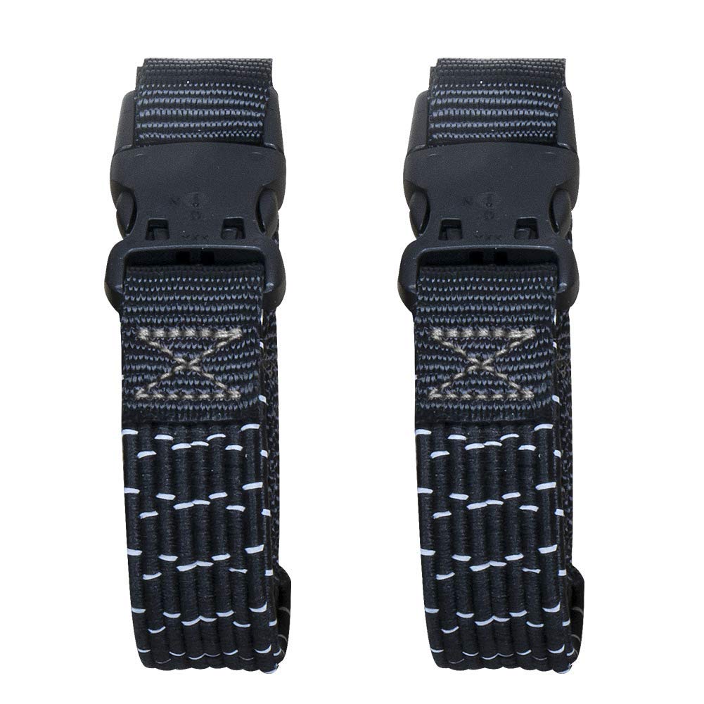 Amazon Basics Adjustable Stretch Straps, Black/Reflective w/Gray Line, 18" - 60", 2-Pack