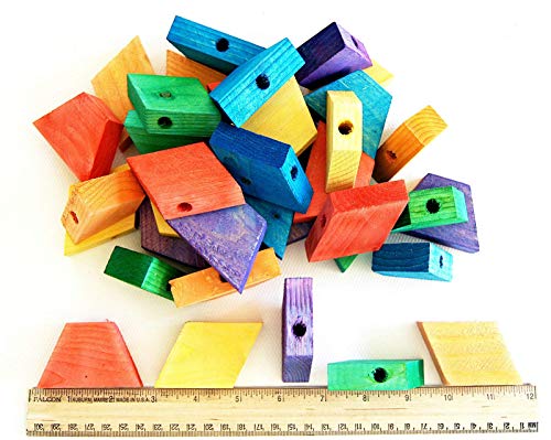Wood Large Colored 36 Wooden Blocks Parrot Bird Parts cage Toy African Grey Cockatoo