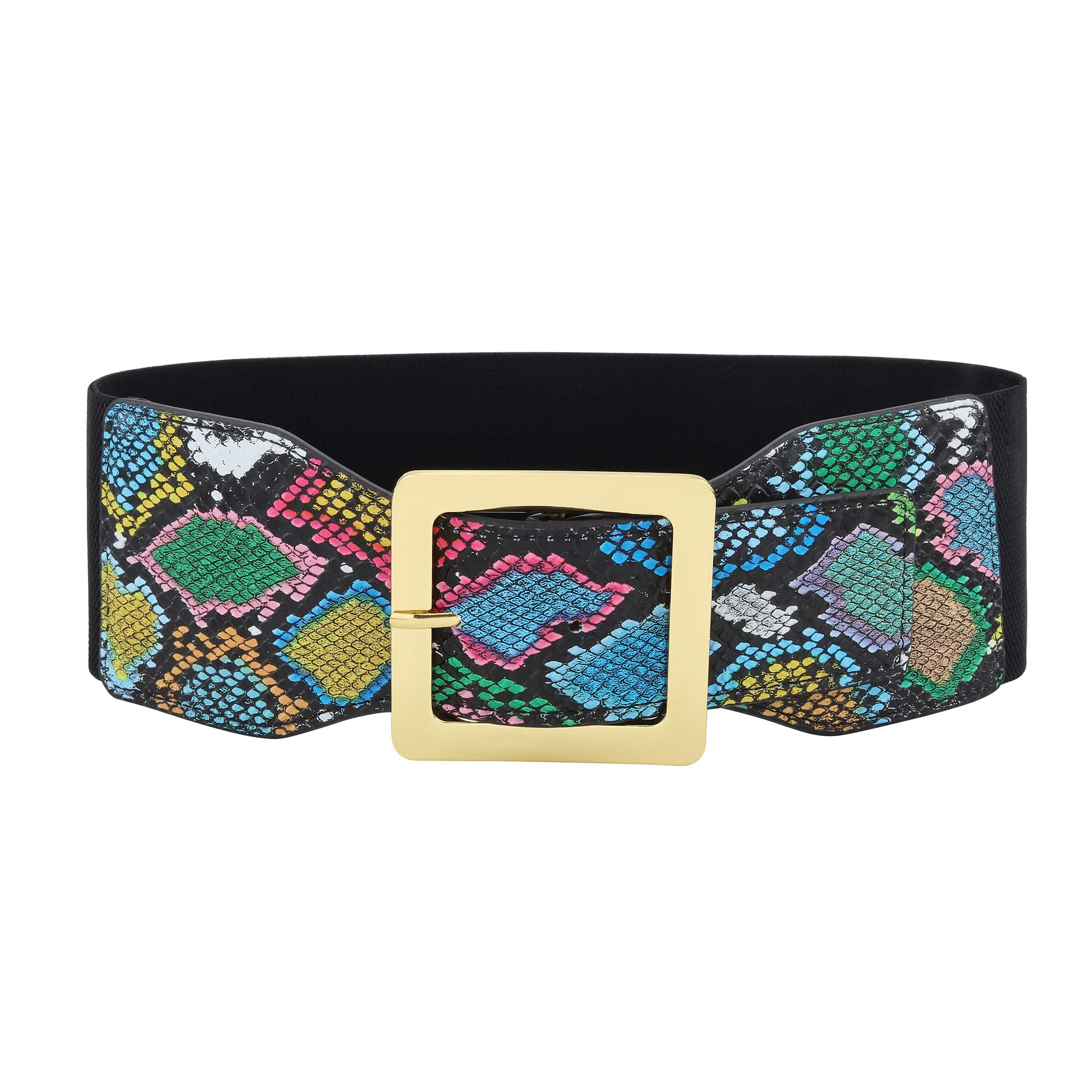 Ayliss Snakeskin Wide Elastic Belt for Women Dress Waist Belts PU Leather Stretchy Wide Waist Cinch Belt Waistband Costume (Snakeskin)