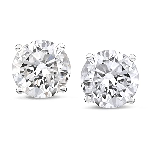Amazon Collection Certified 14k White Gold Round-Cut Diamond Stud Earrings (1/2cttw, K-L Color, I1-I2 Clarity)
