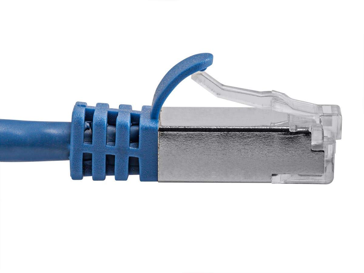 Monoprice 113658 Cat7 Ethernet Patch Cable - 3 feet - Blue | Flexboot RJ45 Stranded 600Mhz S/FTP CMX Pure Bare Copper Wire 26AWG - Entegrade Series