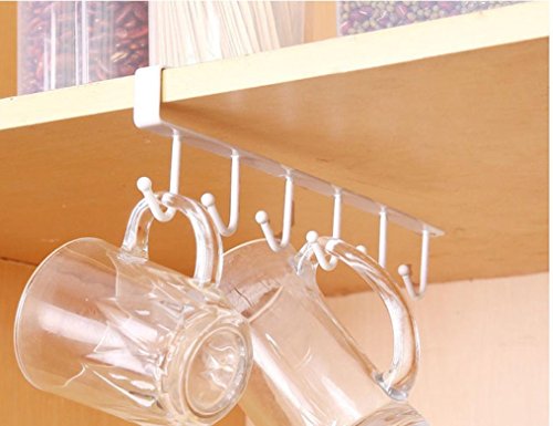 Staron Hanging Hook Rack, Kitchen Storage Rack Cupboard Hanger Chest Space Saver Organizer Hook Rack Holder (White)