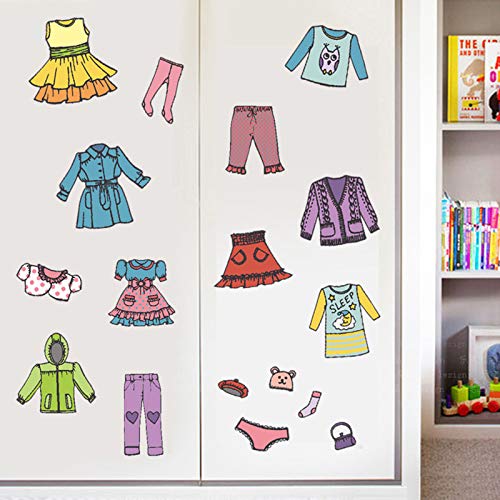 Maydahui 2 Sheets(31 Count) Dresser Clothing Decals 11 * 11inch Boys Girls Clothing Sort Wall Sticker Removable Clothes Classification Label for Wardrobe Drawer Organizing Home Bedroom Decoration