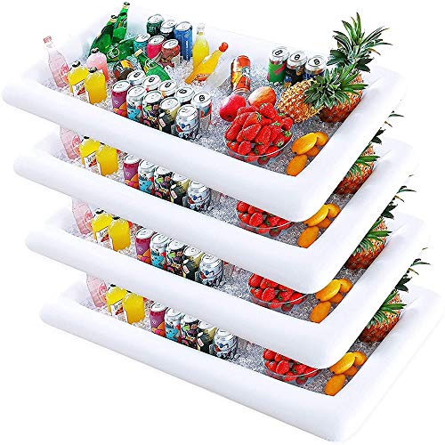 Kurala Inflatable Serving Bar Salad Ice Tray Food Drink Containers 4 PACK, Inflatable Party Cooler Blow Up Food Chiller, Inflatable Ice Bar