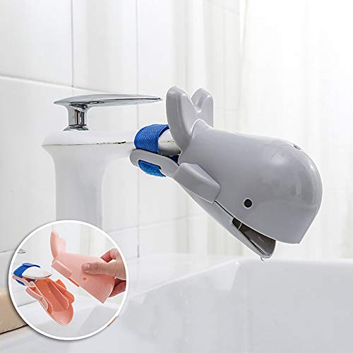 AKOAK 1 Pack Faucet Extender, Bathroom Children Washing Hands Happy Fun Animal Bathroom Sink (gray)