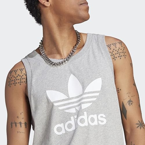 adidas Originals Men's Adicolor Classics Trefoil Tank Top, Medium Grey Heather, 3X-Large