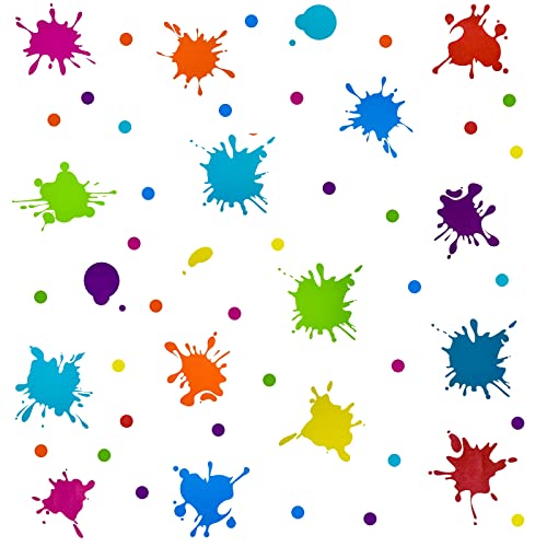 Maydahui Multicolor Paint Splatter Wall Decals Splatter and Splotches Wall Sticker (47 x 47 Inch) Peel & Stick Removable Ink Paint Art Decor for Kids Bedroom Kindergarten Nursery Classroom