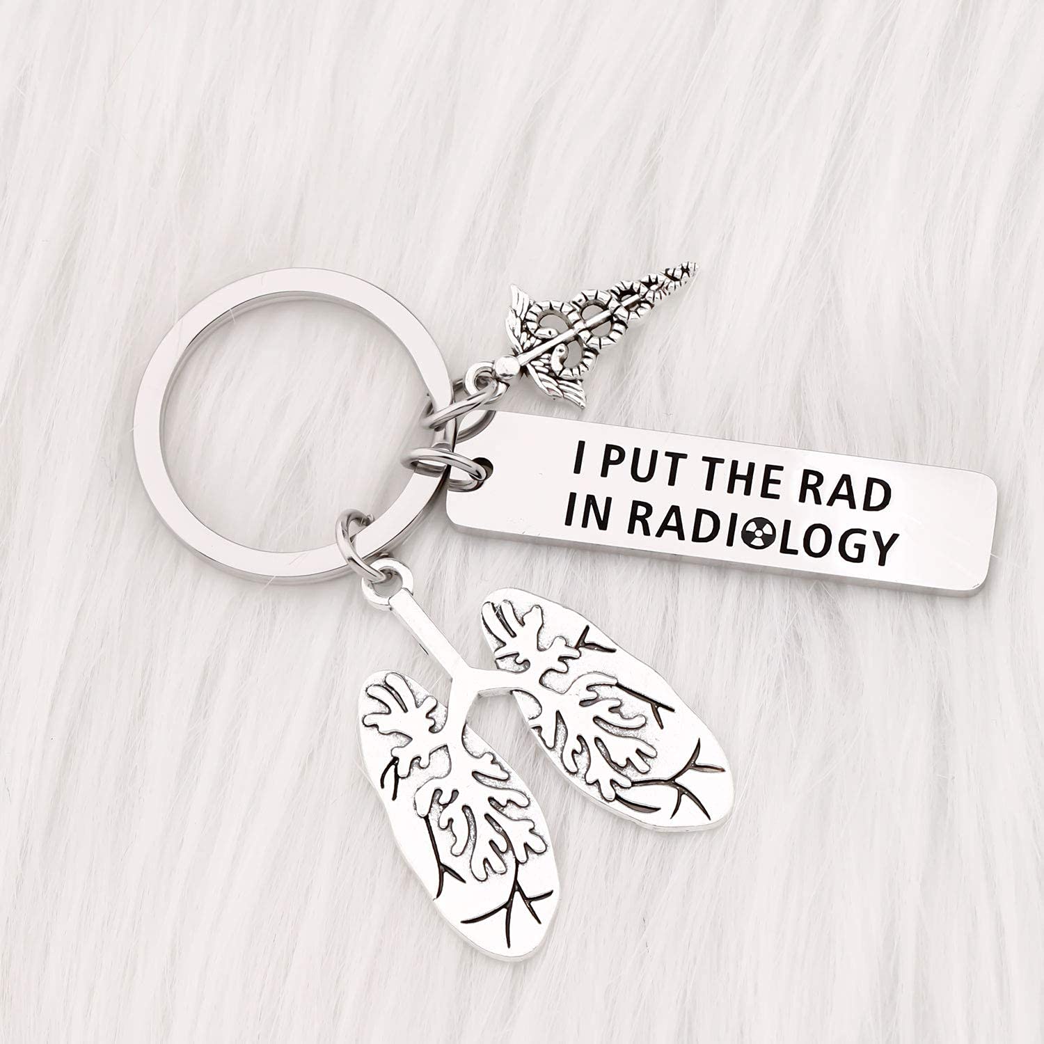 AKTAP Funny Radiology Tech Keychain X-Ray Radiologic Technologist Appreciation Gift I Put The Rad In Radiology Jewelry (Radiology Tech Keychain)