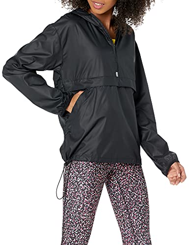 Amazon Essentials Women's Pullover Packable Windbreaker, Black, Large