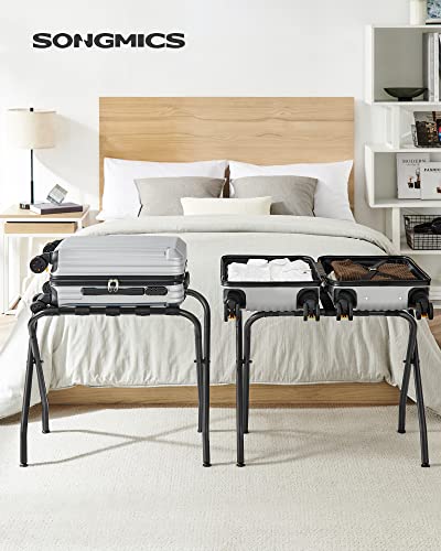 SONGMICS Luggage Rack, Pack of 2, Luggage Racks for Guest Room, Suitcase Stand, Steel Frame, Foldable, for Bedroom, Black URLR64B-2