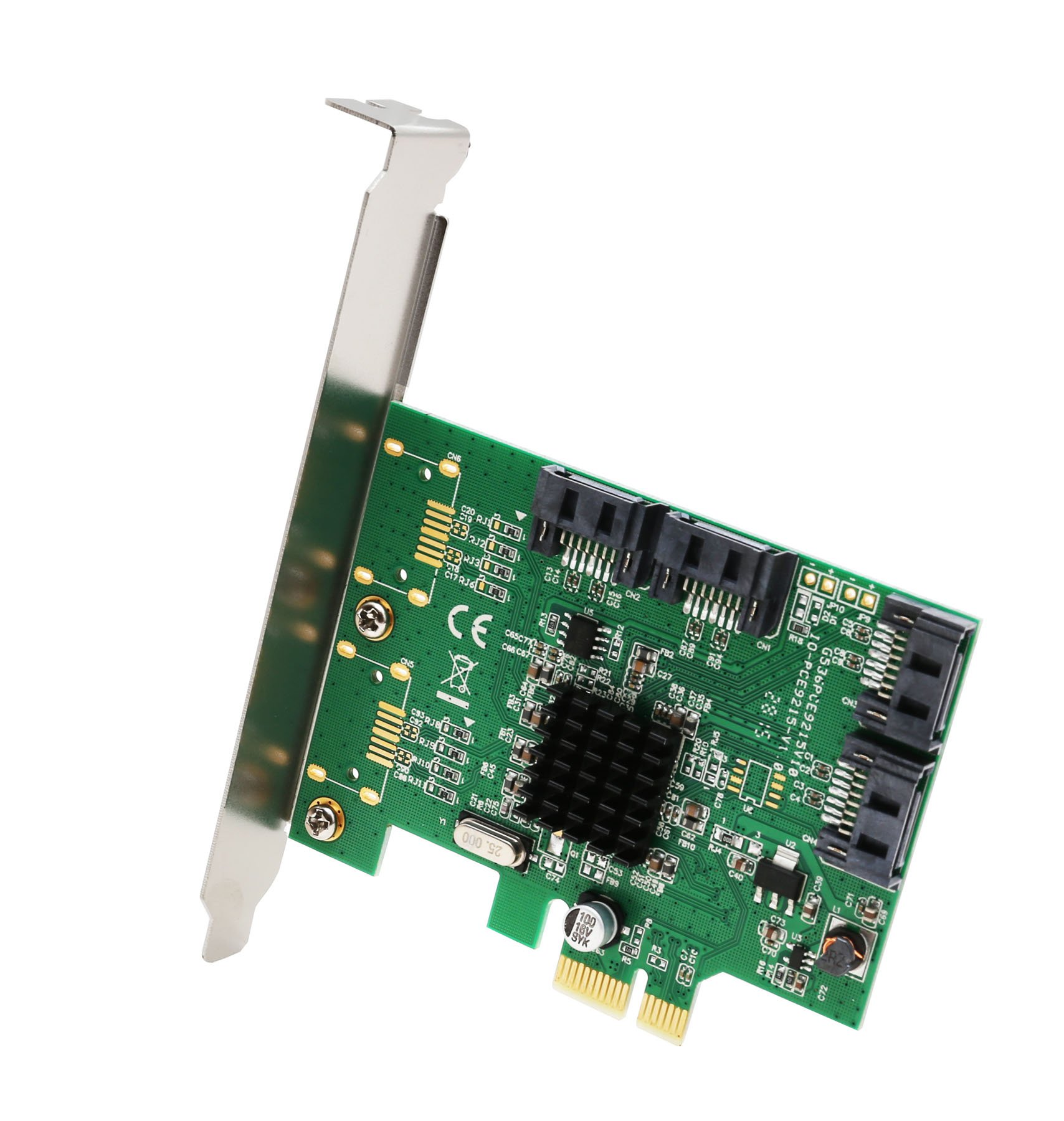 I/O Crest 4 Port SATA III PCI-e 2.0 x1 Controller Card Marvell 9215 Non-Raid with Low Profile Bracket SI-PEX40064