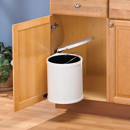 KV Kitchen & Bath Storage Real Solutions 16.5 in. H x 11 in. D x 11 in. W White in-Cabinet Pivot Out Trash Can