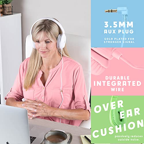 Sonitum Kids Headphones for School Bulk Set 5-Pack On-Ear, 3.5mm, Wired Headphones for Schools & Libraries β Adjustable, Cushioned Wired Kids Headphones β School Headphones for Kids, (Mixed Colors)
