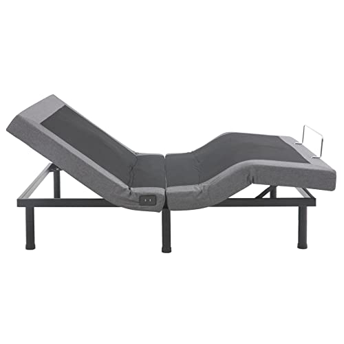 Adjustable Comfort Upholstered Adjustable Bed Base with Massage, Wireless Remote, Three Leg Heights, and USB Ports-Ergonomic, King, Black
