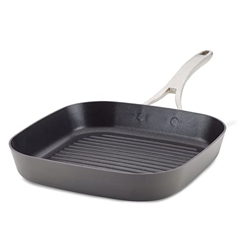 Anolon Allure Hard Anodized Nonstick Deep Square Griddle Pan/Grill, 11 Inch, Dark Gray