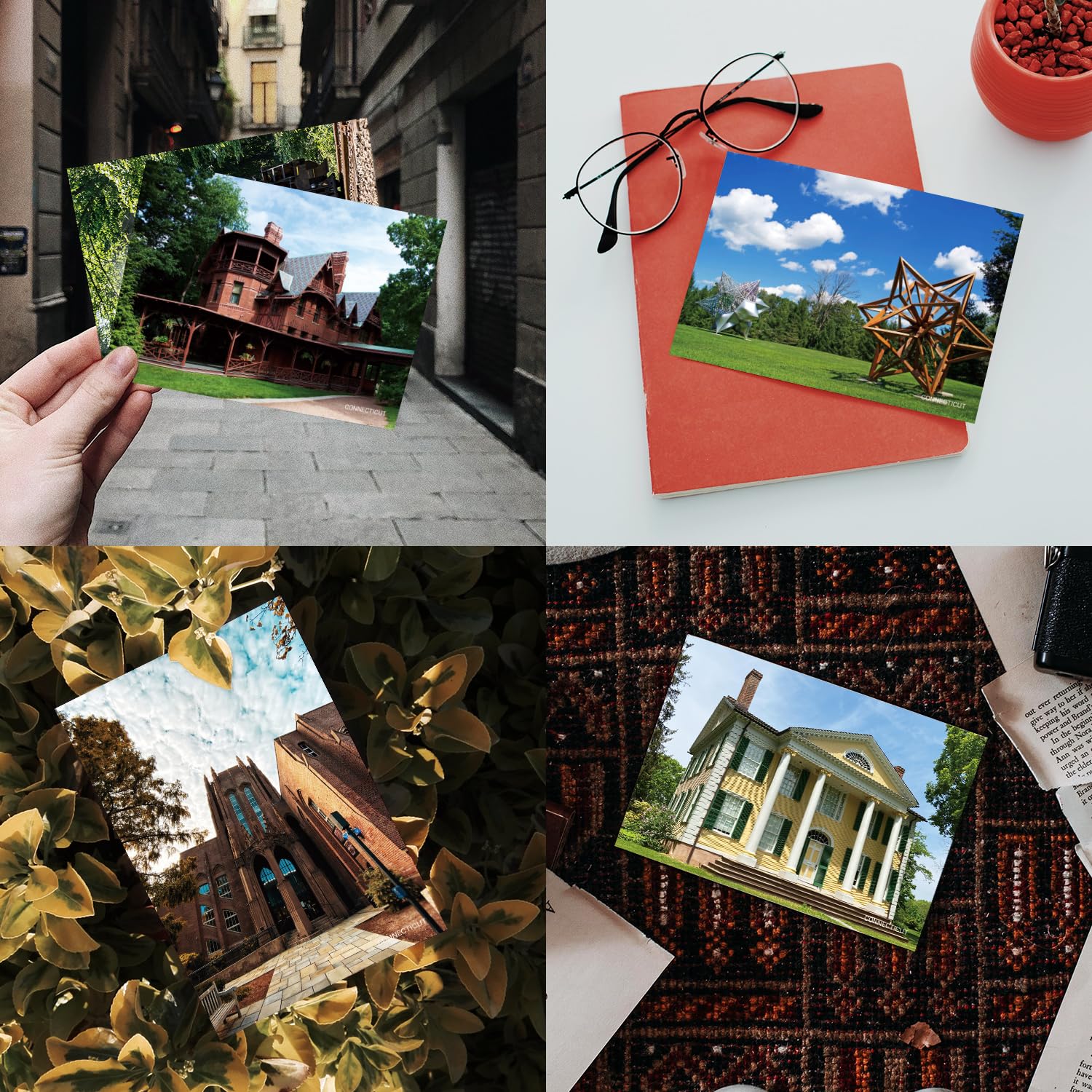 Dear Mapper Vintage United States Connecticut Landscape Postcards Pack 20pc/Set Postcards from Around the World Greeting Cards for Business World Travel Postcard for Mailing Decor Gift