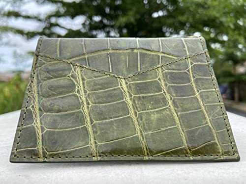 Double side Moss Green Crocodile Alligator leather skin Credit Cardholder, leather credit cardcase, leather creditcard cover