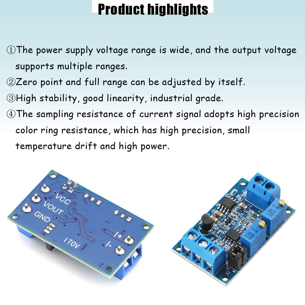 Ximimark 2Pcs Current to Voltage Converter Module 0/4-20mA to 0-3.3V 0-5V 0-10V Voltage Transmitter Signal Conversion Conditioning Board