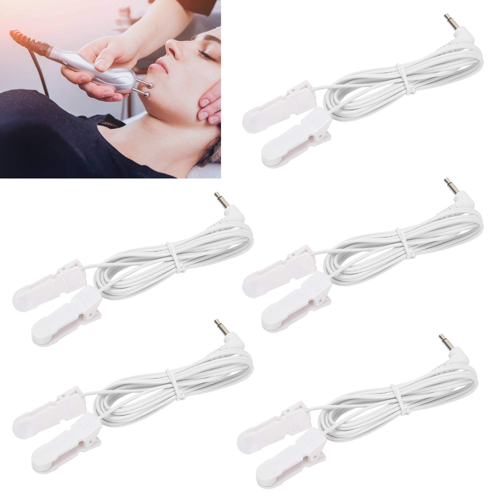 AYNEFY 5pcs / Bag 3.5mm Ear Clip Electrode Wires Cable for TENS Unit Physiotherapy Machine Suitable for Therapeutic Instruments Cables Replacement Accessories