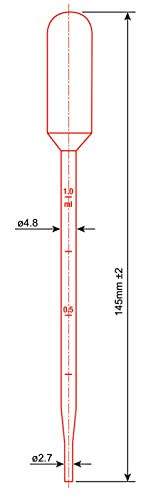 Globe Scientific 137038-100 LDPE Graduated Transfer Pipet, Large Bulb, Sterile, Individually Wrapped, Cellophane Pack, 145mm Length, 5.0mL Capacity (Pack of 100)