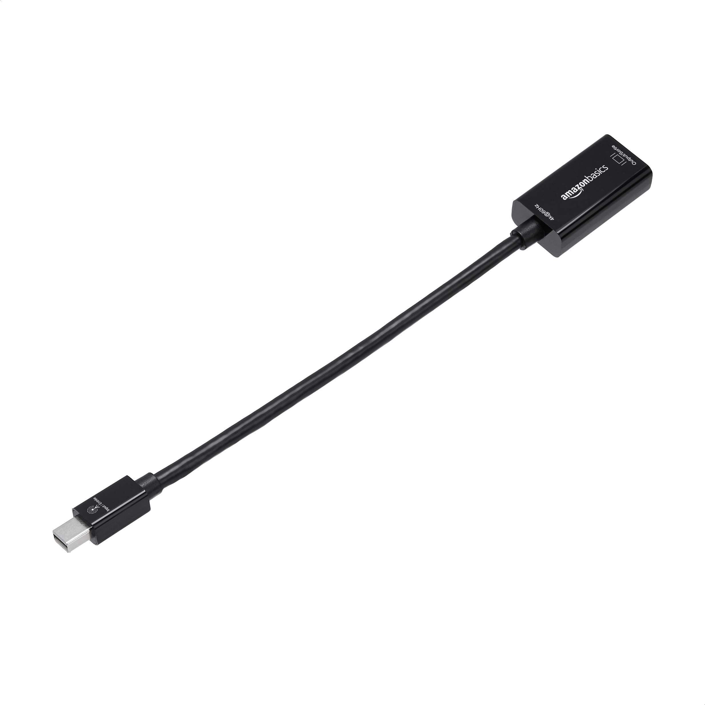 Amazon Basics Mini DisplayPort to HDMI Adapter (4k@60Hz), 1.97 x 0.83 x 0.59 in, Black